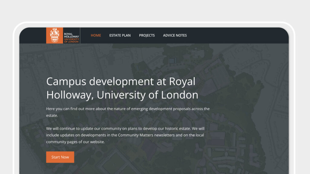RHUL Estate Plan, public consultation website - Stride Treglown